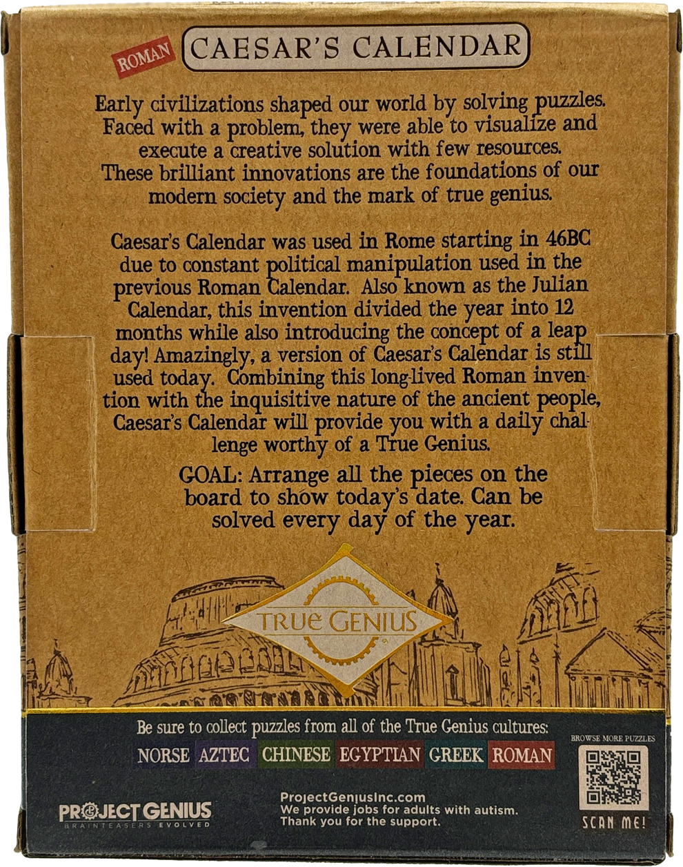 Project Genius: Caesar's Calendar - Wooden Brainteaser Puzzle