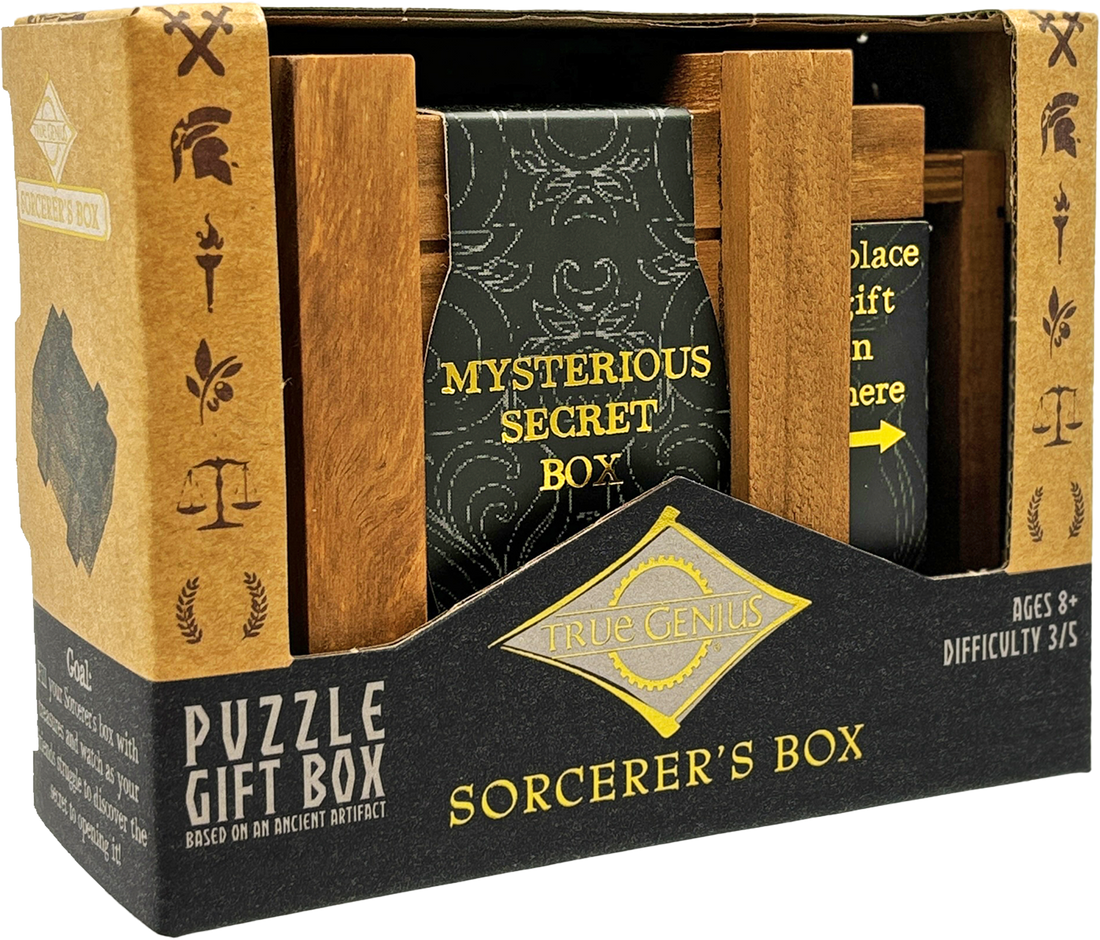Project Genius: Sorcerer's Box - Wooden Secret Box, Brainteaser Puzzle