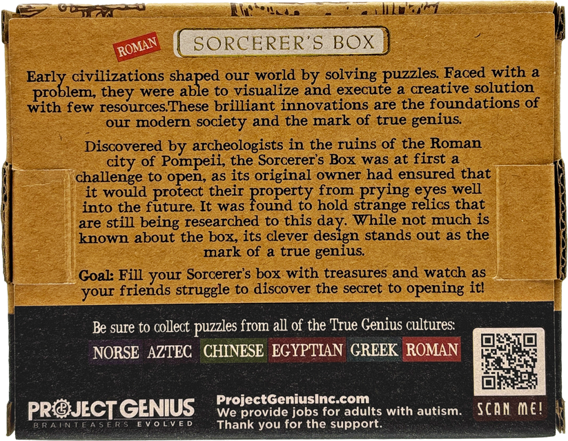 Project Genius: Sorcerer's Box - Wooden Secret Box, Brainteaser Puzzle