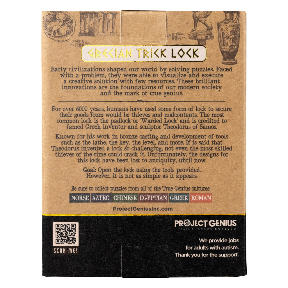 Project Genius: Grecian Trick Lock - Metal Brainteaser Puzzle